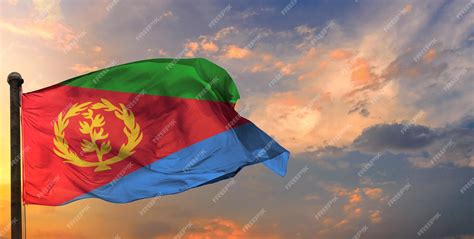 Premium Photo The Eritrea Waving Flag And Sky Background