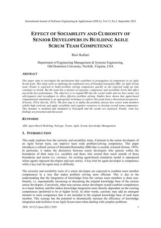 EFFECT OF SOCIABILITY AND CURIOSITY OF SENIOR DEVELOPERS IN BUILDING