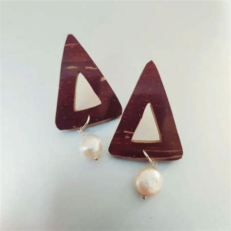 Pearl And Triangle Coconut Shell Earrings At Rs 499 Coconut Earring Id 2849784384588