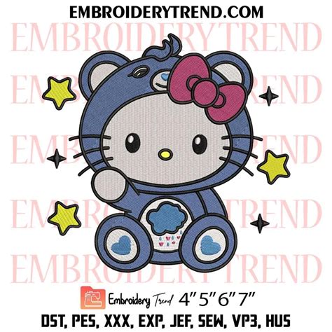 Grumpy Bear Hello Kitty Embroidery Design Grumpy Kitty Care Bear