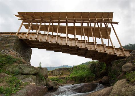 Huge Timber Steps Form Bridge Built By Students In Rural China