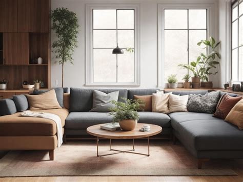 Interior Moderno Da Sala De Estar Com Sofá Confortável E Elegante
