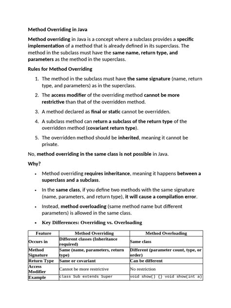 Method Overriding In Java M4 Pdf Method Computer Programming