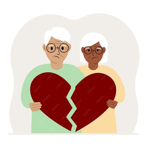 Premium Vector A Sad Man And Woman Are Holding Pieces Of A Broken Red