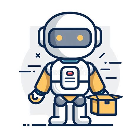 Robot Delivery Robotic Man Carrying Box Delivery Worker Courier Carrying A Box Flat