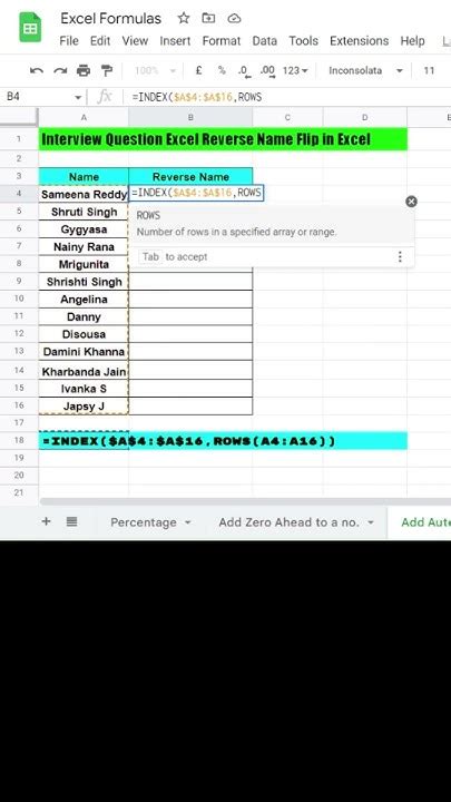 Shorts Reverse Reverseflash Reversenumber Shortsfeed Exceltutorial Excelformulas Excel