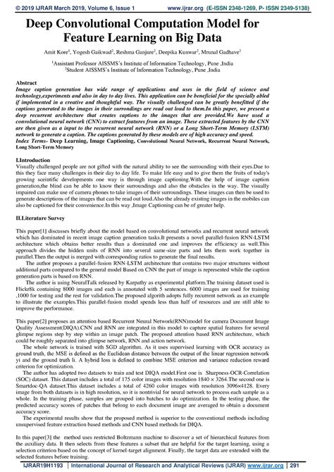 Ijrar 19h1193 Image Caption Generator Deep Convolutional Computation Model For Feature