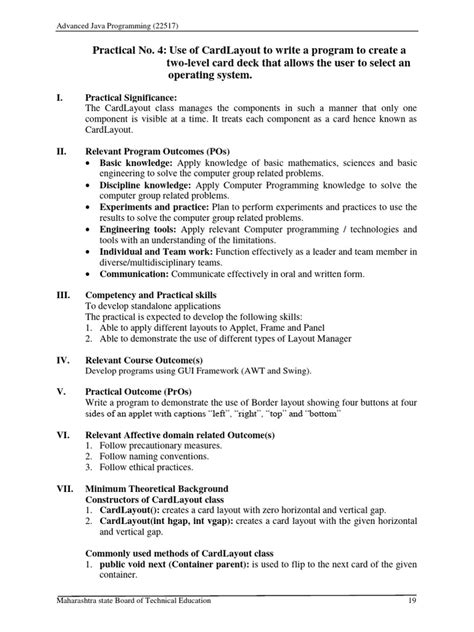 Practical No 4 Use Of Cardlayout To Write A Program To Create A Two Level Card Deck That