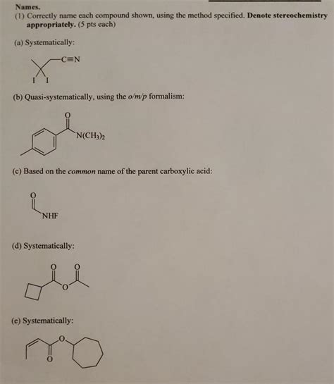 solved names 1 correctly name each compound shown using