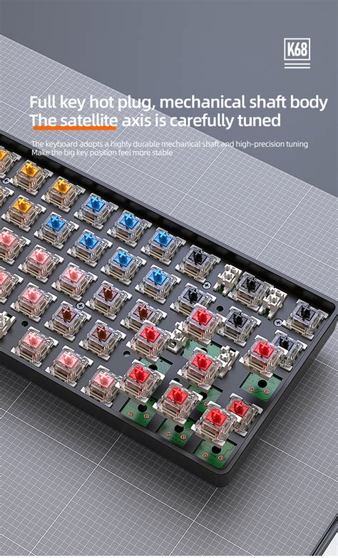 Wireless Bluetooth Mechanical Keyboard With USB A And Type C Dongle Insert Portable Battery 68