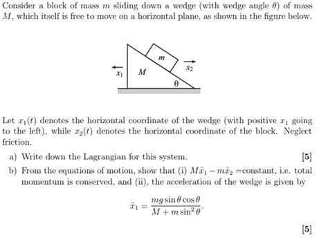 Solved Consider A Block Of Mass M Sliding Down A Wedge With