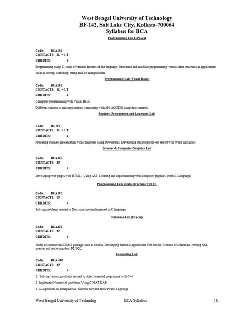 Bca New Syllabus 18 Pdf