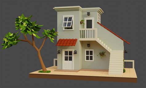 3d Model Low Poly Tiny House Vr Ar Low Poly Cgtrader