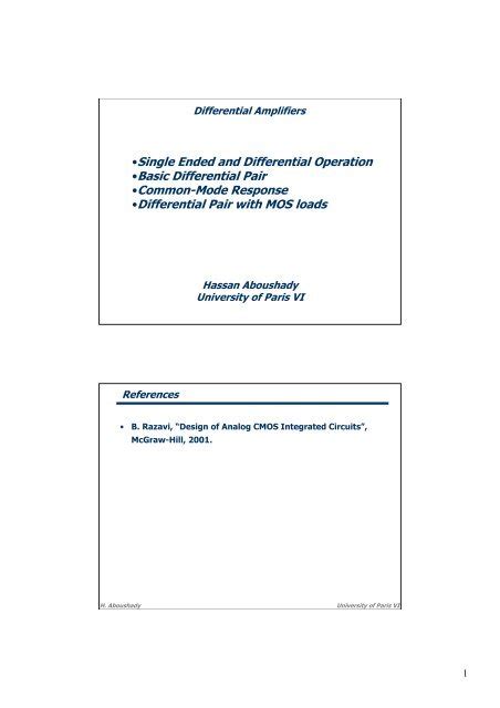 Single Ended and Differential Operation â Basic Differential Pair SoC
