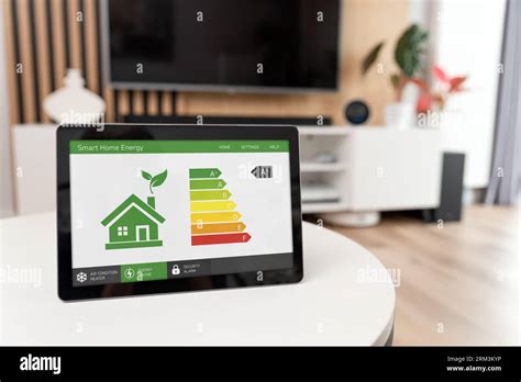 Energy Efficiency Mobile App On Screen Eco Smart Home Stock Photo Alamy