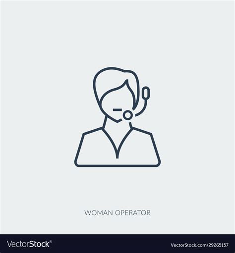 Outline Icon Woman Operator Royalty Free Vector Image