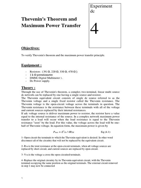 Experiment 4 Pdf Electrical Network Resistor