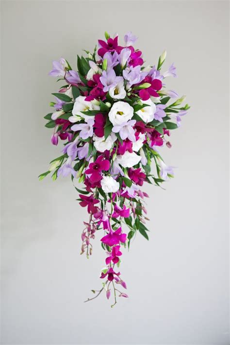 Freesia And Dendrobium Orchid Bouquet Purple Orchid Bouquet Cascading