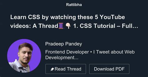 Learn Css By Watching These 5 Youtube Videos A Thread🧵👇🏻 Thread From