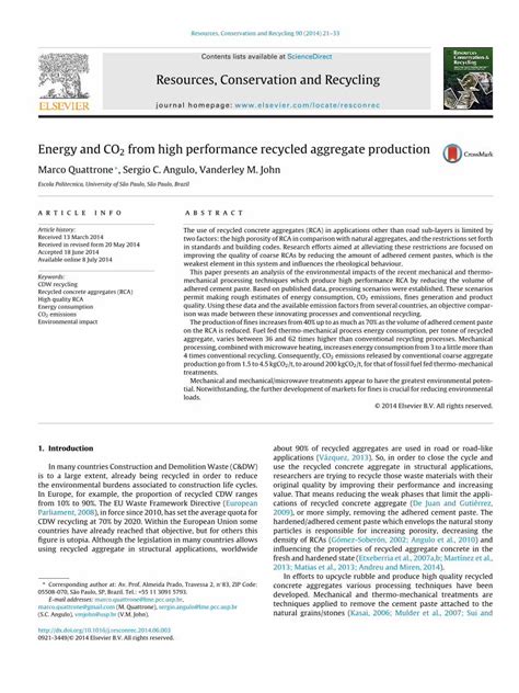Pdf Energy And Co2 From High Performance Recycled Aggregate Production Dokumen Tips