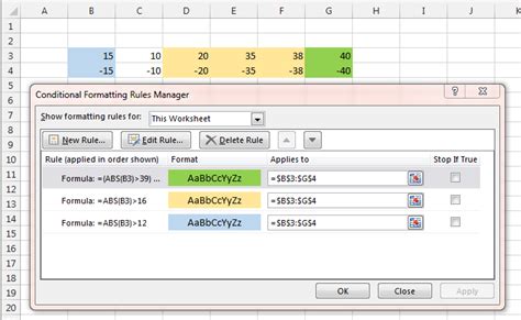Color Cells By Absolute Value In A Range In Excel 2010 Stack Overflow