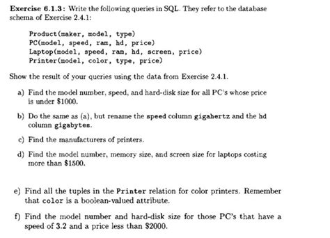 Solved Exercise Write The Following Queries In SQL Chegg Com