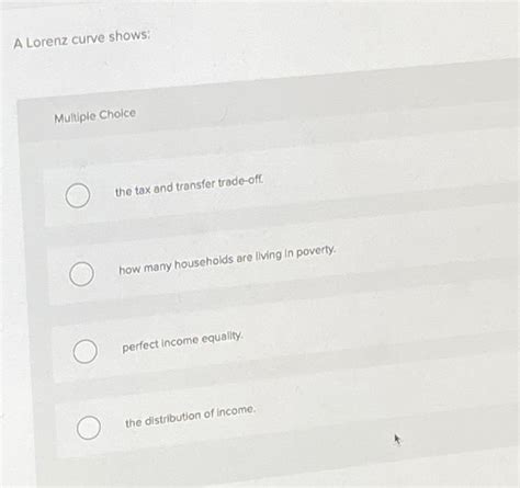 solved a lorenz curve shows multiple choicethe tax and