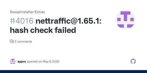 Nettraffic1651 Hash Check Failed · Issue 4016 · Scoopinstaller