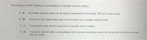 Solved According To Gaap Relative To Consolidation Of
