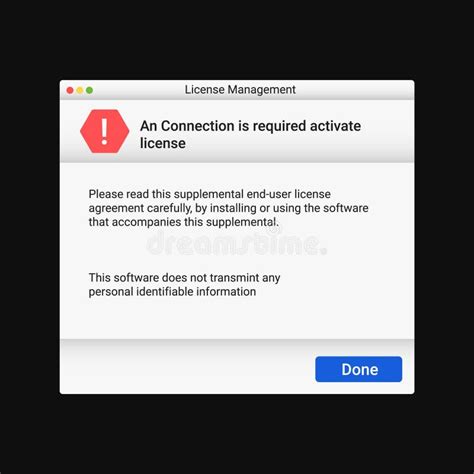 Modern License Message For User Warning Message With Information Stock Illustration