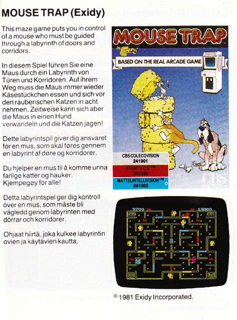 Atari 2600 Vcs Mouse Trap Scans Dump Download Screenshots Ads