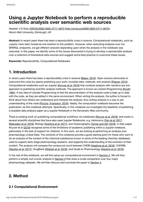 using a jupyter notebook to perform a reproducible scientific analysis