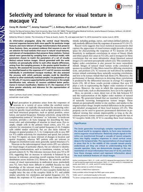 Pdf Selectivity And Tolerance For Visual Texture In Macaque V2