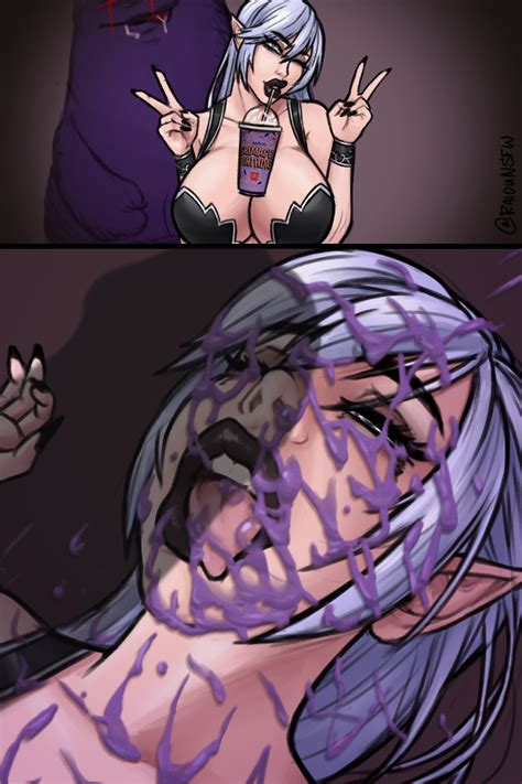 Rule 34 1girls 2koma Black Lipstick Bukkake Cleavage Death Elf Elf Ears Female Death Grimace