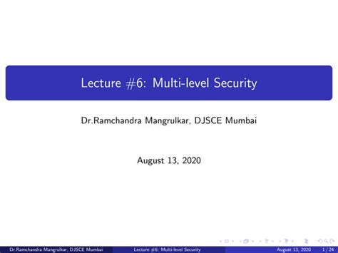 Lecture 6 Multilevel Security Models Ppt