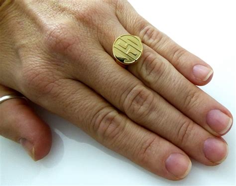 Monogram Ring Gold Monogram Ring Unisex Women Ring Initial Etsy