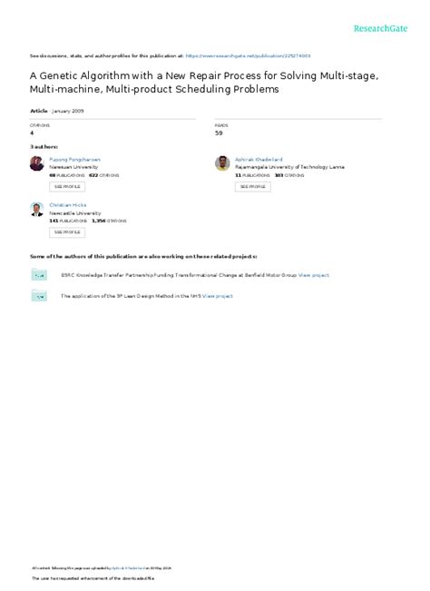 Pdf A Genetic Algorithm With A New Repair Process For Solving Multi Stage Multi Machine