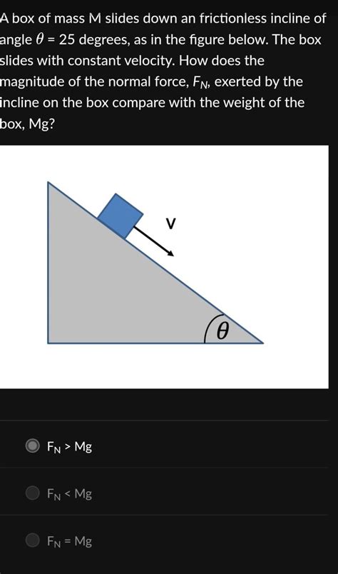 solved a box of mass m slides down an frictionless incline