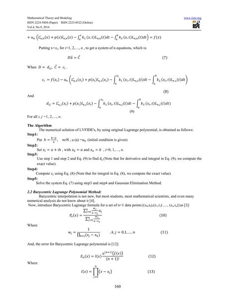 Numerical Solution Of Linear Volterra Fredholm Integro Pdf