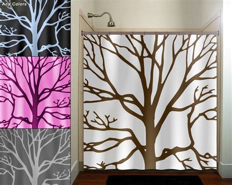 Brown Tree Branches Shower Curtains Extra Long Fabric Shower Curtain Stall Custom Wall