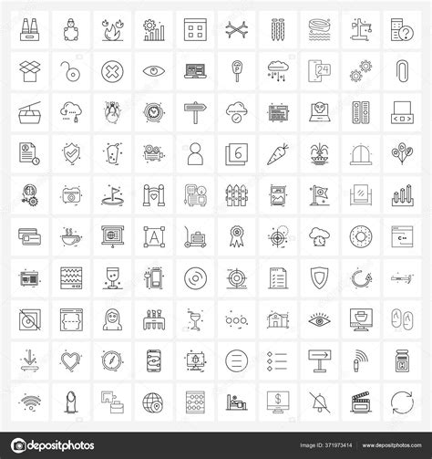Stock Vector Icon Set 100 Line Symbols Cog Bar Chart Stock Vector By ©ibrandify 371973414