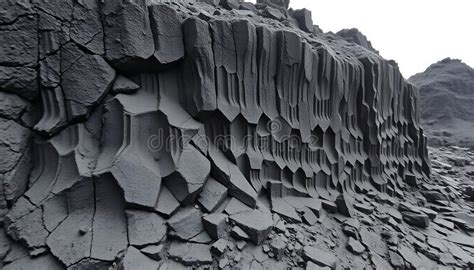 Basalt Columns Geological Formation Nature Wonder Hexagonal Rocks Texture Generative Ai Stock