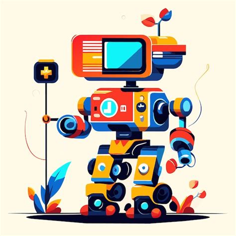Premium Vector Creative Catalyst Little Robot Graphics Igniting Ideas