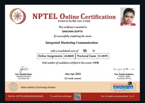 Sanjana Gupta On Linkedin Nptel Iit Iitroorkee Certification