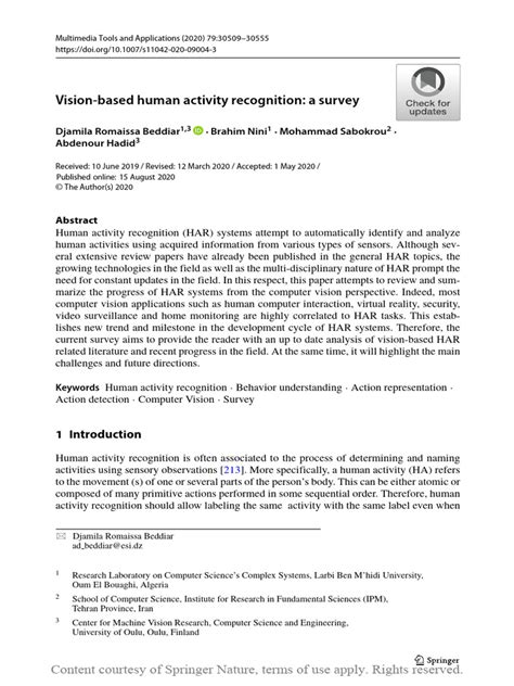 Vision Based Human Activity Recognition A Survey Pdf