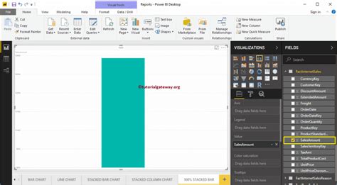 créer un graphique à barres empilées 100 dans power bi r marketing