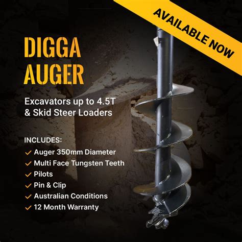 Digga 350mm A4 Hard Ground Auger Southern Earthmoving Attachments