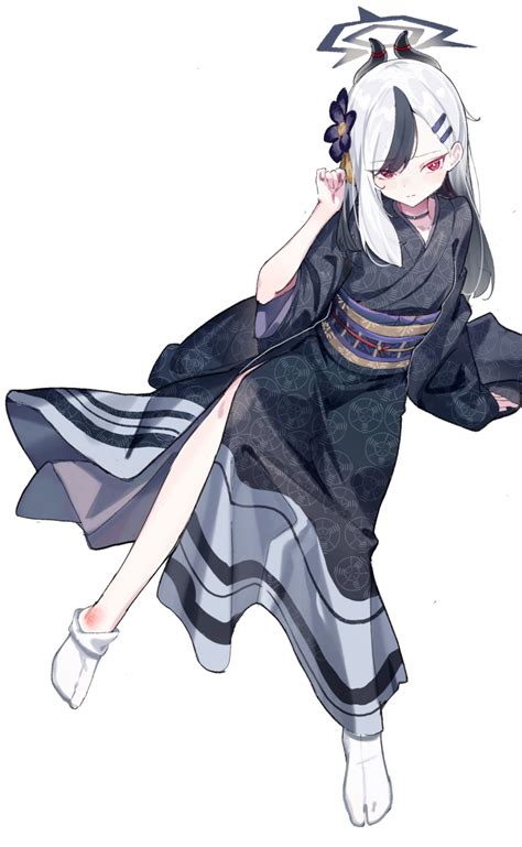 Safebooru 1girl Black Hair Black Kimono Blue Archive Duplicate Etot