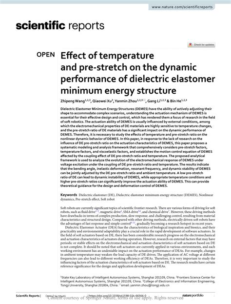 Pdf Effect Of Temperature And Pre Stretch On The Dynamic Performance Of Dielectric Elastomer