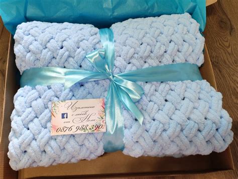 Подарък за Погача Новородено бебе Ръчно плетена Бебешка пелена